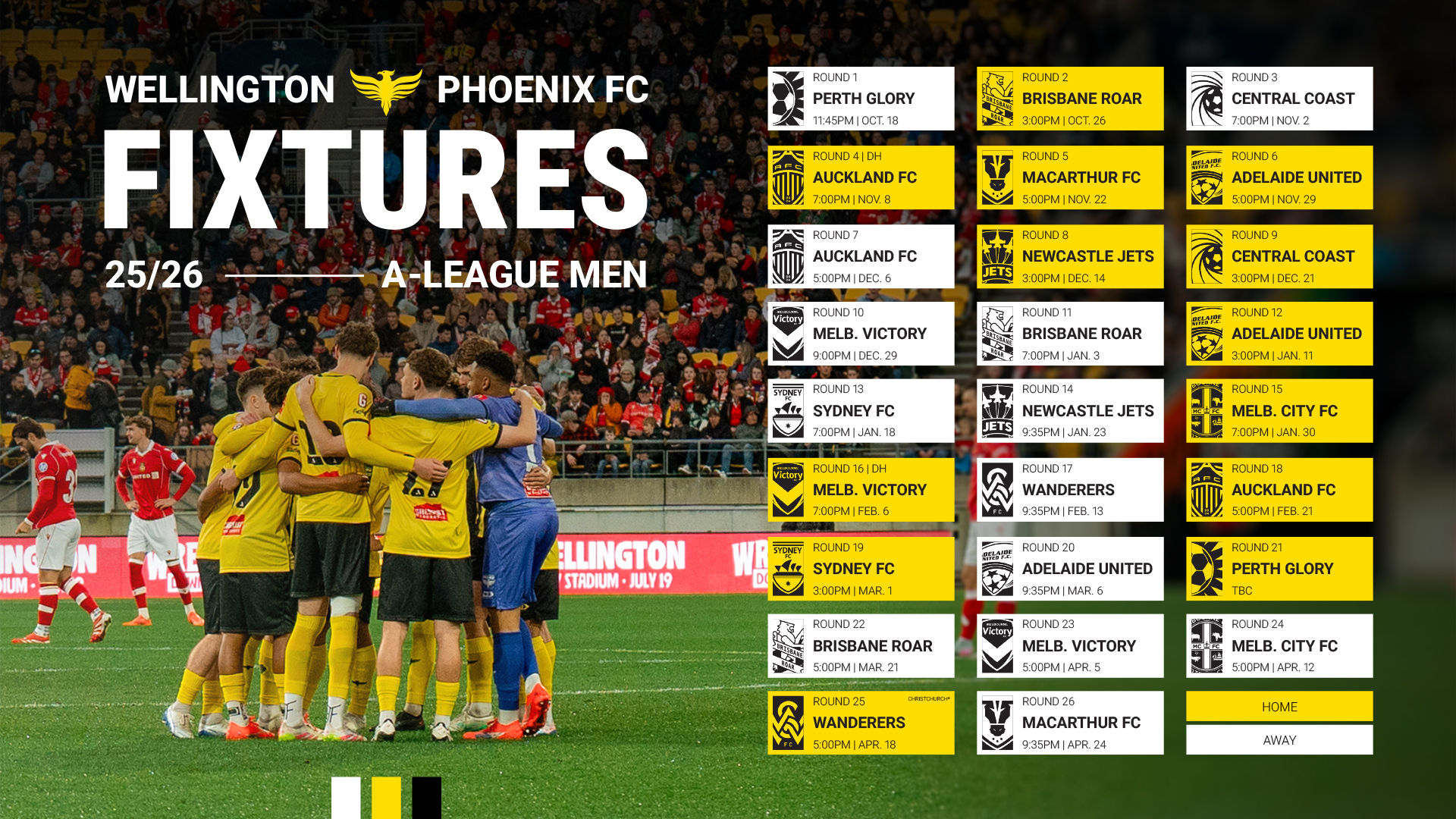 Nix fixtures released for the upcoming season - Wellington Phoenix