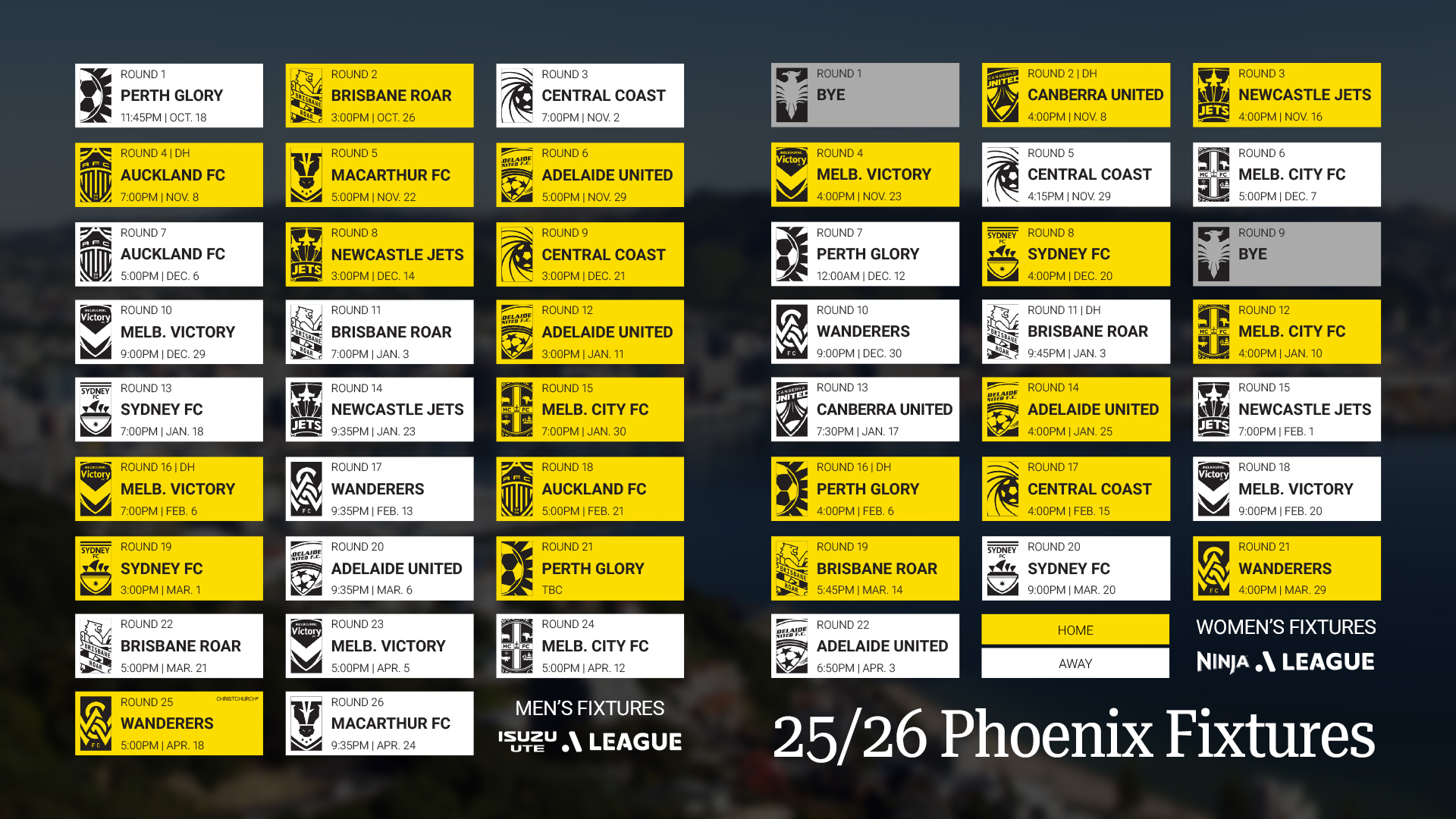 Nix fixtures released for the upcoming season - Wellington Phoenix